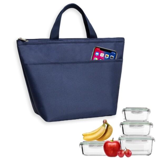(Senteria) ランチバッグ 保冷バッグ お弁当入れ 保冷ポーチ 保冷袋 ネイビー 長時間保冷 高効率保温 大容量 ポケット付き 手提げ 折りたたみ 洗濯OK おしゃれ 男女兼用 子供にも オフィス 通勤 通学 ピクニック 遠足 おし...