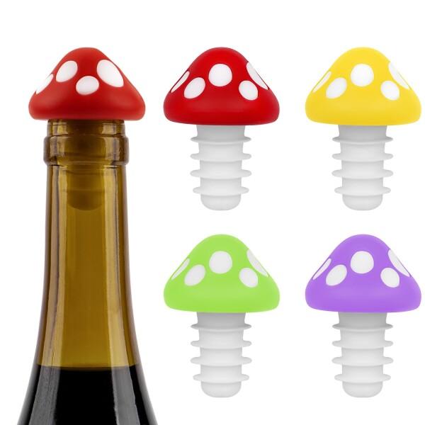 TOCCOOL 4個セット キノコ型のワイン栓、繰り返し使えるシリコン製ドリンク栓、ビールガラス瓶栓 (赤い、黄色、緑、紫)商品コード：55074268487型番：HOK3-01サイズ：より小さいカラー：赤い、黄色、緑、紫キノコ酒栓は食品級...
