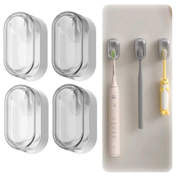 YANHUILAY 歯ブラシホルダー 壁掛け歯ブラシスタンド 歯ブラシ立て カバー付き 防塵 吊り下げ 歯ブラシが浮かせる収納 省スペース 穴あけ不要 使いやすい 洗面台 バスルーム収納商品コード：55074283412型番：YH-fang...