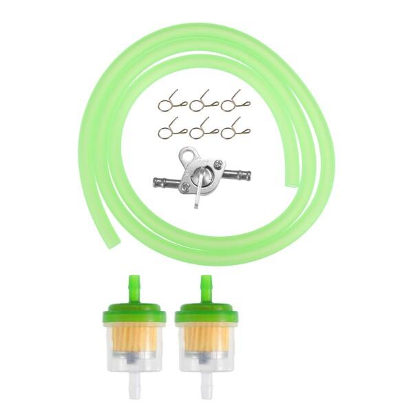 X AUTOHAUX CRF50 70 90 150CC ATV Moped Sco-oter Dirt Bike用の1セットのオートバイ燃料ラインクランプと2つの燃料フィルターインラインシャットオフバルブペットコック ミドリ商品コード：5...