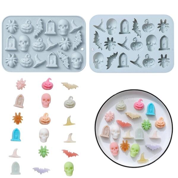 シリコンモールド ハロウィン クッキー型 コウモリ 蜘蛛 カボチャ スカル チョコレートモールド フォンダン 型 ケーキ飾り キャンディモールド 製菓用品 (グレー)商品コード：55074573277型番：Tidywormカラー：グレー【ハ...