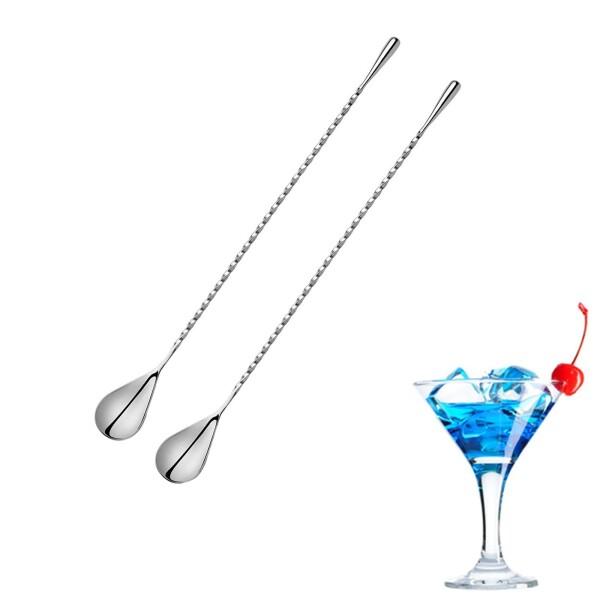 nalaina バースプーン マドラー (2本セット) スパイラルスプーン ステンレス製 カクテル アイス ヨーグルト作り 高耐久性 プロ バーテンダー 業務用 家庭用 ミキシング 攪拌 全長29.8cm シルバー商品コード：5507457...