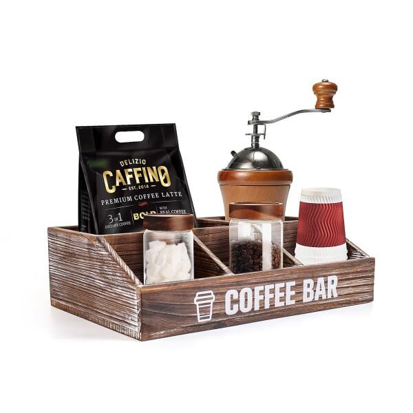 コーヒー調味料収納ボックス ティーバッグラック ダークブラウン木製コーヒーバッグラック ティーバッグ収納ボックス コーヒーカプセル収納カウンター コーヒーバーアクセサリー装飾商品コード：55074613872型番：KD71063カラー：ダー...