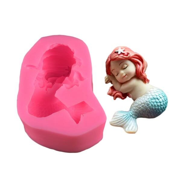 人魚 シリコンモールド マーメイド シリコン型 かわいい チョコレート型 フォンダン型 ケーキ型 製菓道具 アロマストーン 型 石鹸 粘土 抜き型商品コード：55074751542型番：Ume78カラー：ピンク【人魚シリコンモールド】可愛い...