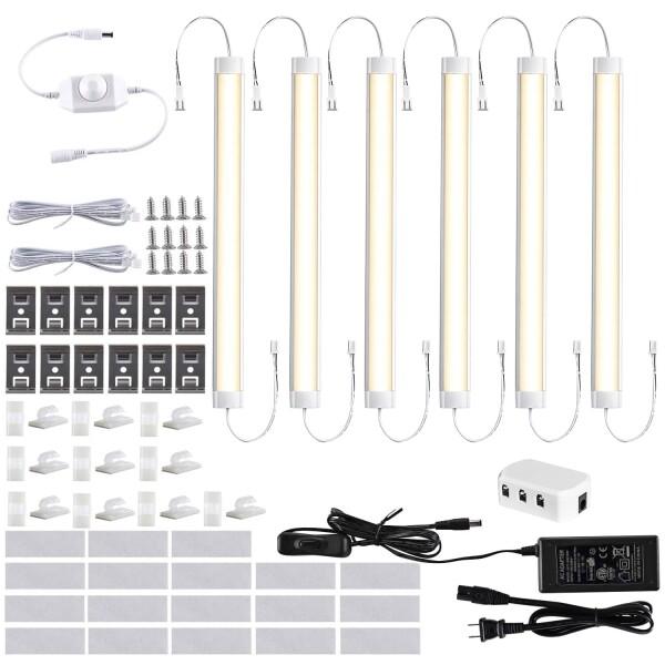 AIBOO LED の下の反対の照明設備、多目的灯 LEDバーライト 非接触 のキャビネットの滑走路端燈の照明キット、12 インチの 24V は台所、棒、戸棚、ショーケース、自己のためにつながる食器棚ライトのプラグを差し込みます昼光色相当 ...