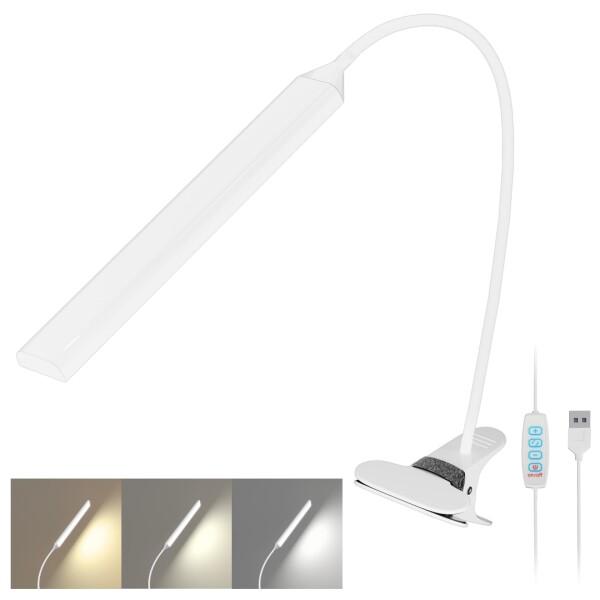 ORALUCE クリップライトLED 明るい 3段階調色 10段階調光 デスクライト クリップ 目に優しい 電球色/昼白色/昼光色 8W 800LM USB給電式 スタンドライト おしゃれ 細身 360°回転 省エネ 卓上ライト 学習机 勉...