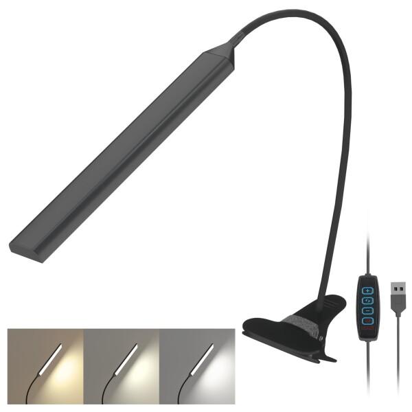 ORALUCE クリップライトLED 明るい 3段階調色 10段階調光 デスクライト クリップ 目に優しい 電球色/昼白色/昼光色 8W 800LM USB給電式 スタンドライト おしゃれ 細身 360°回転 省エネ 卓上ライト 学習机 勉...