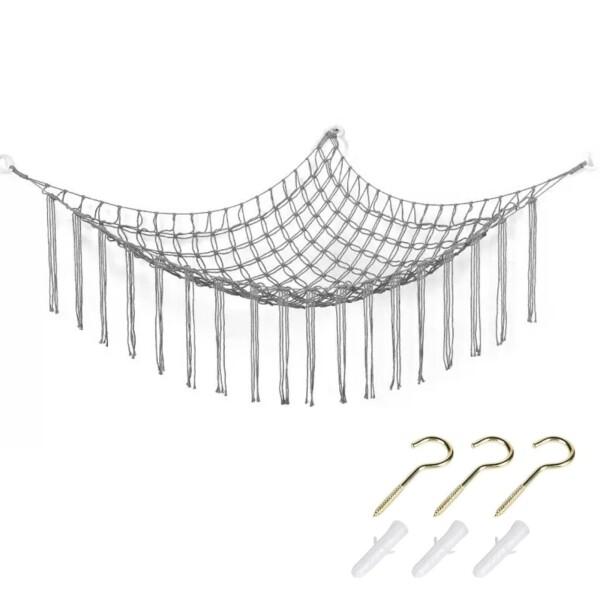 ぬいぐるみ 収納 ハンモック 収納ネット おもちゃハンモック 子供ぬいぐるみ収納 おもちゃコーナーネットコットンロープ 吊り下げ式 お風呂用 多用途 部屋 室内 収納 片付け (ライトグレー)商品コード：55075494200カラー：ライト...