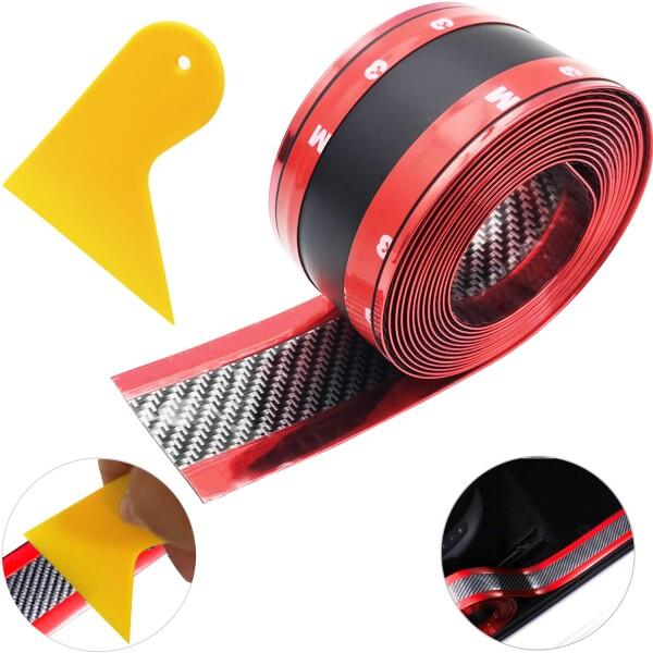 プロテクターモール, CTRICALVER 5cm x 3m バンパーガード, サイドステップガード, 柔軟な粘着性アンチスクラッチ車のドアシルプロテクターほとんどの車に適しています (ツートンレッド)+黄色スクレーパー商品コード：5507...