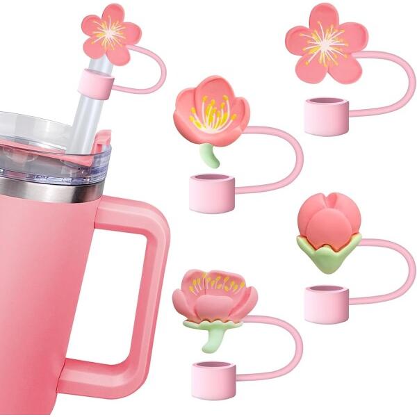 スタンレー スタンレーカップ用 シリコン 胡蝶ストロートッパー 30&amp;40オンス タンブラー ハンドル付き 10mm 0.39インチ 防塵 再利用可能 ストローチップ 蓋 (花/4 個)商品コード：55076257729型番：240...