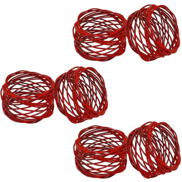 ITOS365 ハンドメイド ラウンド メッシュ ナプキン リング 6 ホルダー セット ダイニング テーブル パーティー 毎日 直径: 2 インチ レッド商品コード：55076265420カラー：レッドナプキンリング 6個セット (6個パ...
