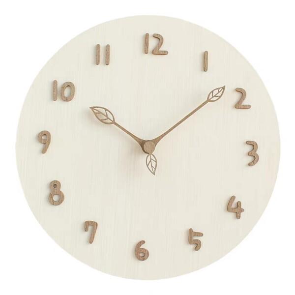Danmukeji 掛け時計 木 おしゃれ 北欧 静音 時計 壁掛け 丸型 フレームレス かわいい 12インチ（直径30cm） 天然 無垢材パネル 3D立体数字 創造的な木の枝緑の葉パターン無垢材の手 連続秒 モダンなホームオフィス 居間 ...