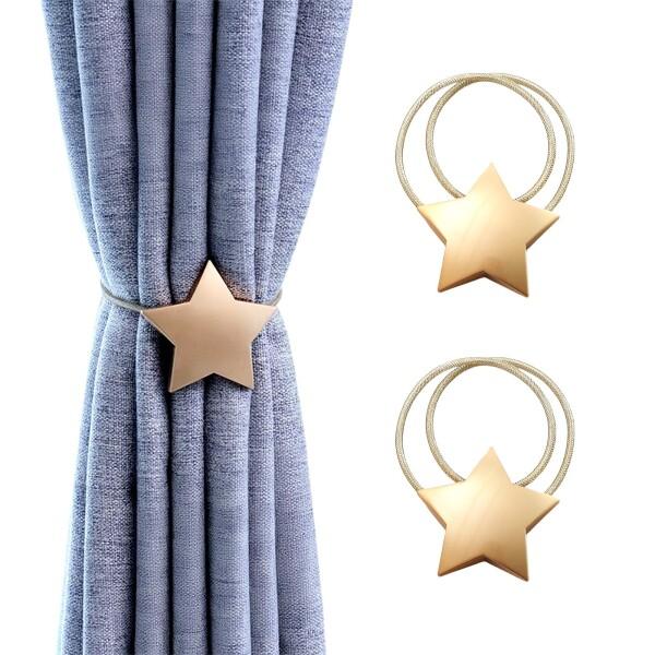Coollooda マグネット カーテンタッセルカーテン留め飾り カーテンアクセサリー 強力 磁石 金属 取り付け簡単 星 かわいい おしゃれ カーテンの装飾用ロープ 家 ホテル オフィス用 (ゴールド)商品コード：55076270265型...