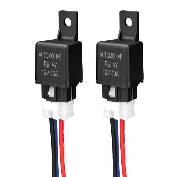 Weasch 交換用リレー 2個パック ソケットとハーネス付き DC 12V 40A 4ピン SPST 自動車用スターターリレー Car Realy Heavy Duty Switch カーエアコンファンランプ オートリレー (2)商品コー...