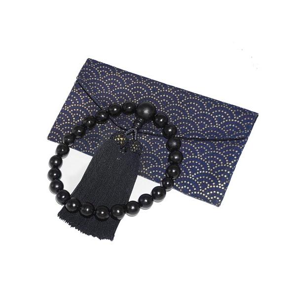 Sacred Pilgrimage 数珠 男性用 縞黒檀(艶消) マグネット式数珠袋付き 念珠 じゅず 葬式 葬儀 墓参り 法事 念誦 全ての宗派に使用可能（房色：黒色）商品コード：55076303357型番：xznianzhu-24Hサイ...