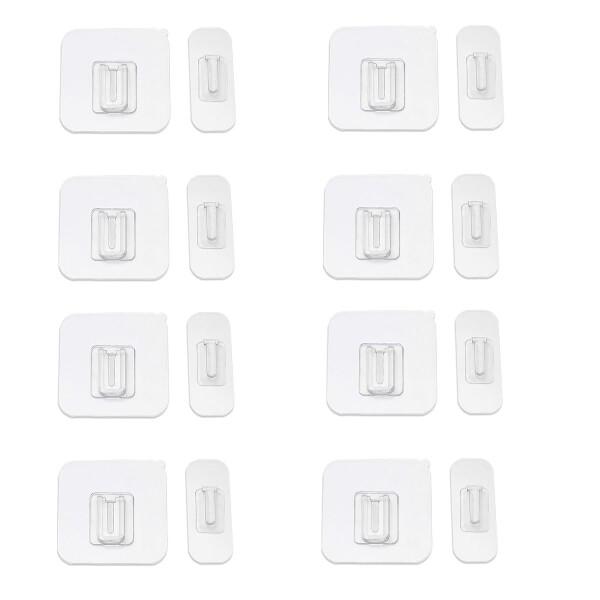 MULT リモコン 壁掛け ホルダー 穴あけ不要 小物収納 フック 浮かせる家具 DIY収納ツール 小物立て収納フック 賃貸 留め金具 強力 粘着テープ 8組入り商品コード：55076304338カラー：クリア接触面の改良のフック設:カップ...