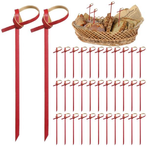 NUOLUX カクテルピック 使い捨て フルーツピック フォーク 100本入 竹 ピン 9cm 赤 前菜ピック 楊枝 デコレーション 爪楊枝 喫茶店 料理 飾り用 結婚式 パーティー 業務用商品コード：55076310020型番：1サイズ：...