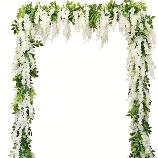 Willthinleye フェイクグリーン インテリア 造花 観葉植物 フェイク 造花 藤の花 3本 壁掛け 壁装飾 枯れない花 緑の葉 花飾り ぶら下げ 癒し 結婚式 部屋 飾り 装飾 ホワイト 2m/本商品コード：55076450029...