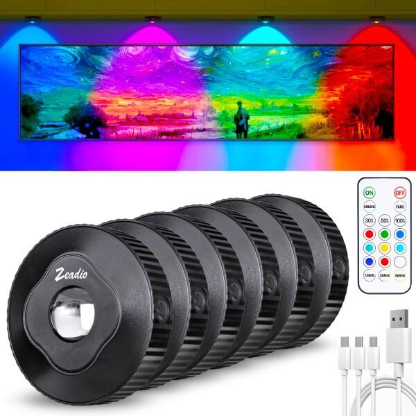 Zeadio リモコン付きLEDパックキャビネットライト、レンジフードライト用充電式、押しボタン式調光可能な押しボタン式ライト、リビングルーム、ベッドルーム、物置など用（6 個セット）商品コード：55076471741型番：DV-LT01-...