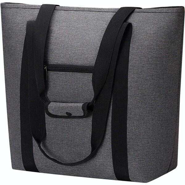 (ASXSONN) 保冷バッグ 大容量 折りたたみ式 ジッパー付きランチバッグ 手提げと肩掛け両用 お弁当袋 男女兼用 A4収納 通勤 通学 買い物 旅行 ピックニック(グレー)商品コード：55076518785型番：A-STBカラー：グレ...