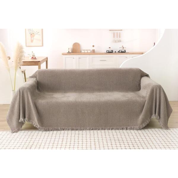 HomeFirst マルチカバー 長方形 130*180cm 北欧風 マルチカバーソファー ソファーカバー 1 2 人掛け シェニール おしゃれ ブランケットフリンジ付き ベッドカバー カウチ ベッドカバー 毛布 無地 テーブルクロス 柔ら...