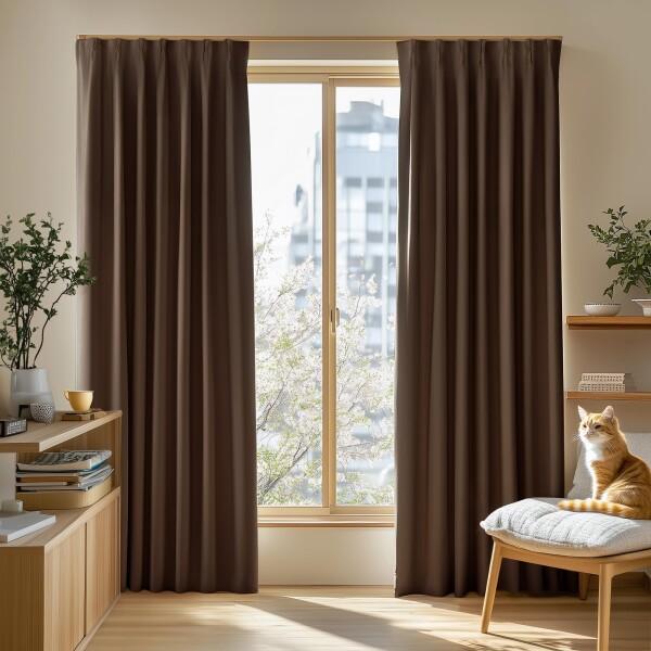 Deconovo カーテン 1級遮光 2枚組 幅130×丈230cm 厚手 ドレープ 形態記憶 洗濯OK UVカット 日本JSL認証 遮光率99.99% 昼夜の視線対策 省エネ 寝室 リビング用 アジャスターフック対応 ブラウン商品コード：...