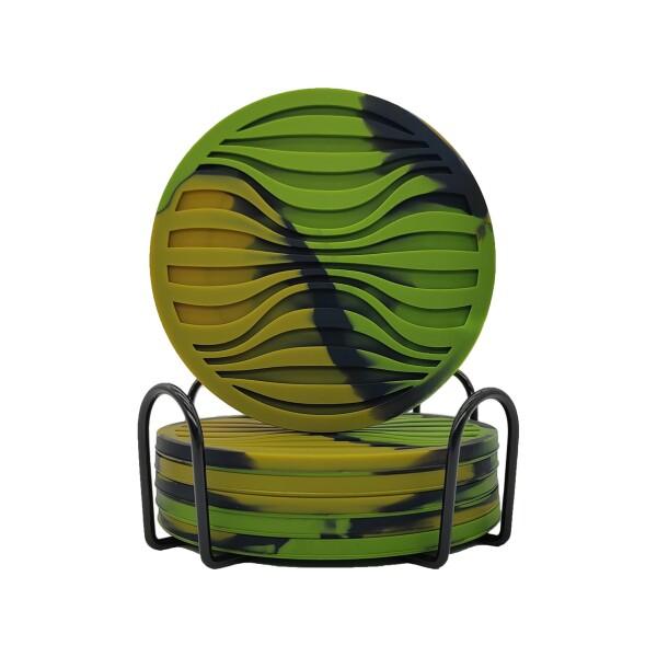 烏の樹 コースター くっつかないコースターシリコン 水滴を受け止める 結露の水滴防止 6個セット収納棚付き円形10cm (迷色の6個)商品コード：55076562920型番：迷色の6個サイズ：10cmカラー：迷色の[デザイン] ストレージウ...