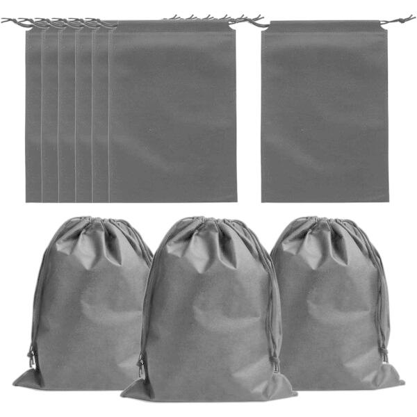 不織布 巾着 収納袋 10枚入り 多サイズ ラッピング袋 収納バッグ 保管袋 保護袋 カバー シューズバッグ カバン/靴/衣類などの保存用 ホコリよけ 小物入れ (20×28cm, 黒色)商品コード：55076566406サイズ：20×28...