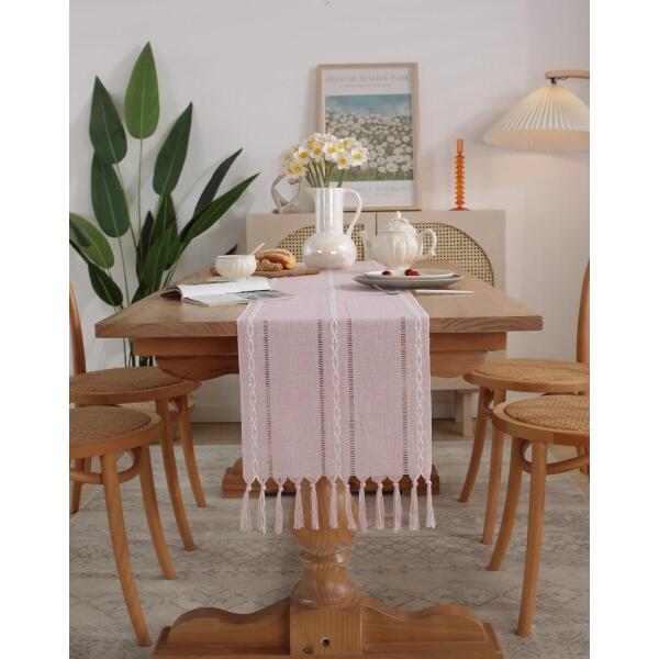 青未了 テーブルランナー 北欧 テーブルセンタークロス おしゃれ テーブルらんなー table runner テーブルセンター 布 食卓飾り タッセル 160 x 33cm 桜色商品コード：55076646270型番：JHTR-MOXI16...