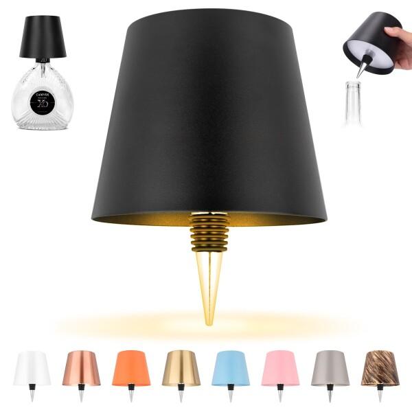 Yranワイヤレスボトルランプ、2024年新型ポータブル金属シェードLEDワイヤレスボトルランプ、3段階調光、充電式タッチコントロール、ボトルストッパー付き、すべてのボトルに対応 (ブラック)商品コード：55076650386型番：YRBL...