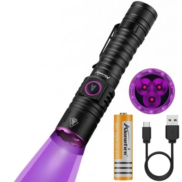 Alonefire SV103 10W 紫外線 ブラックライト 強力 UV LED ライト 波長365nm C型USB充電式 アニサキスライト ウッド灯検査 ペット尿検出器 スコーピオン 鑑定 真贋 レジン用 硬化、猫真菌、釣り、鉱物 用 ...