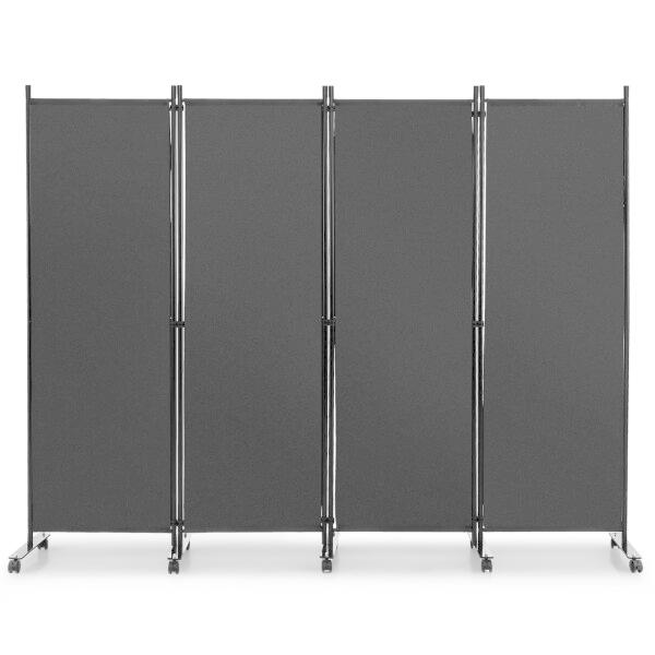 TANGKULA パーテーション 間仕切り 4連 キャスター付き 折りたたみ 布タイプ 高さ173cm 幅225cm 目隠し スクリーン 屏風 衝立 軽量 コンパクト収納 オフィス 事務所 (4連-ブラック-キャスター付き)商品コード：55...