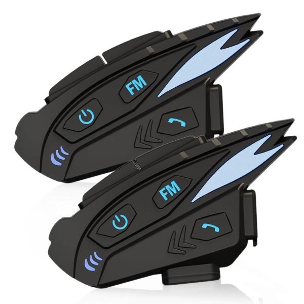 QPLOVE バイク インカム 2人同時通話 Shark 最大通信距離1000m DSP&amp;CVC機能搭載 ヘルメット用インカム Bluetooth 5.1 連続28H時間 IP65防水 音楽共有 FMラジオ 操作簡単 自動ペアリング...