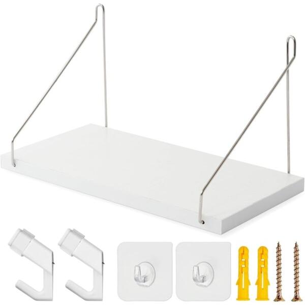 ウォールシェルフ 壁掛け棚 飾り棚 壁棚 賃貸OK 取付簡単 ネジ付き (アイアン家具のVIRON) (ホワイト/木目無し, 50cm)商品コード：55076807883型番：V-WS-30MWサイズ：30cmカラー：ホワイト/木目無し【賃...