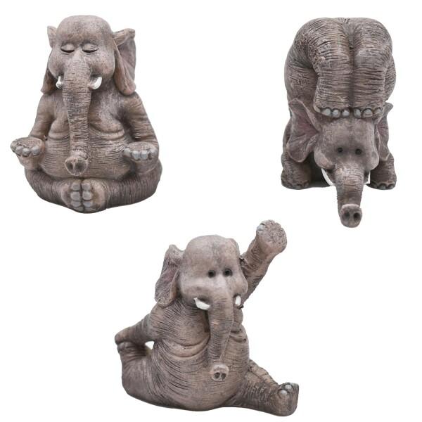 Pinenjoy ヨガ 象 置物 3匹 動物 フィギュア 彫像 瞑想象 樹脂 風水動物 車の内部微景観 禅宗庭園装飾 風水文化 長寿の動物 健康と幸運 ストレスを軽減 プレゼント お土産 3.6 × 6.6cm商品コード：550771134...
