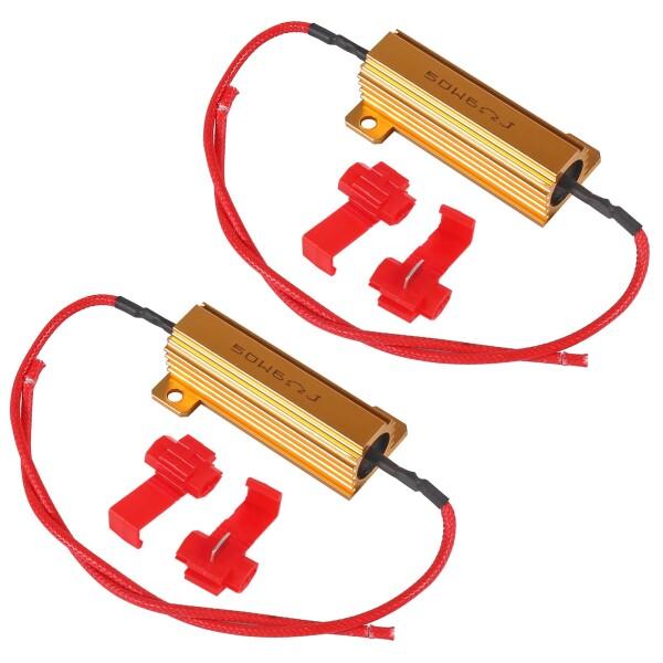 2PCS 50W 6OHMロード抵抗抵抗ターンシグナルLED FIX FAST FAST FLASHエラーコードFlickering Automotive交換抵抗LEDライトインジケーターコントローラーバルブヘッドライトテールライトナンバー...