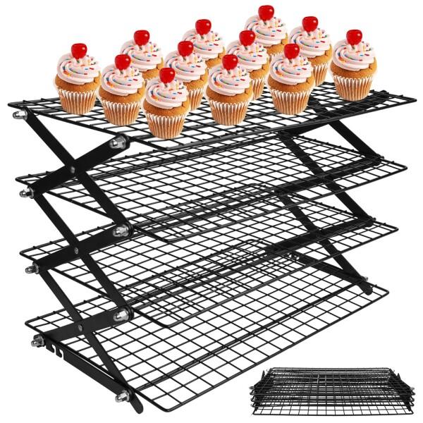 Sinsanye 4層折りたたみ式ケーキクーラー 黒 パンクーラー 長さ40cm 幅25cm商品コード：55077139310型番：4-tier-rackカラー：Blackケーキが焼かれたら、それをより涼しいものに置いてひっくり返します。 ...