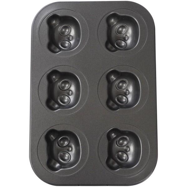 Sinsanye マフィン型 熊猫 ケーキ型 25.4cmx17.8cmx3cm 炭素鋼（黒）商品コード：55077139716型番：Panda-Pan-6カラー：黒製品仕様: 量:1個 色:黒 穴のサイズ:6.1cmx4.8cmx2.5c...