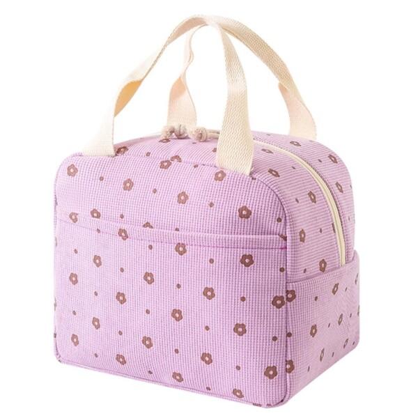 (Senteria) ランチバッグ かわいい 保冷バッグ お弁当 大容量 花柄 保冷 保温 軽量 女性 子供用 大きめ おしゃれ 手提げ 弁当袋 女の子 飲み物 通勤 通学 ピクニック 遠足 花見 運動会 部活 学生 収納便利 パープル/花...