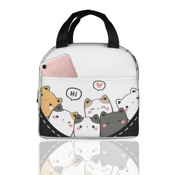 ランチバッグ 保冷 保温 猫柄 弁当バック 断熱 防水 漏れ防止 大容量 大きめ 弁当袋 手提げ 子供用 バック キッズ メンズ レディース トートバッグ ハンドバッグ ホワイト商品コード：55077141145型番：AT-wcb24050...