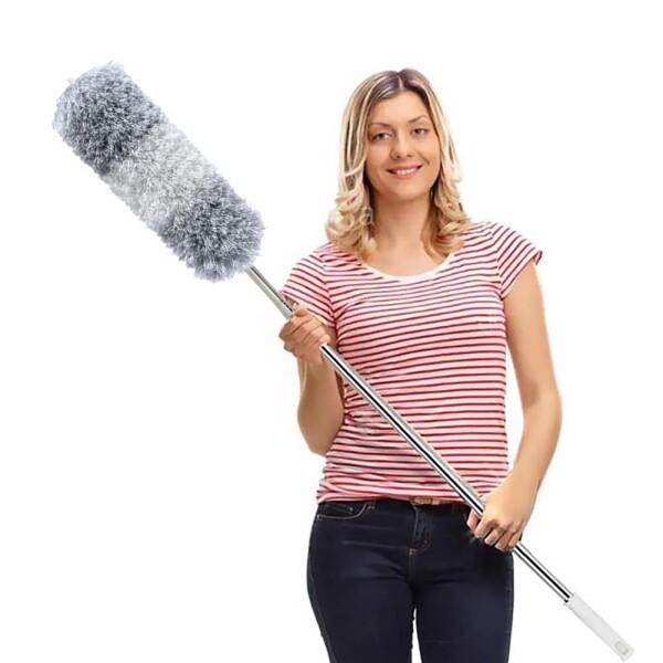DELUX Microfiber Feather Duster Extendable Cobweb Duster with 100 inches Extra Long Pole, Bendable Head &amp; Scratch-Re...