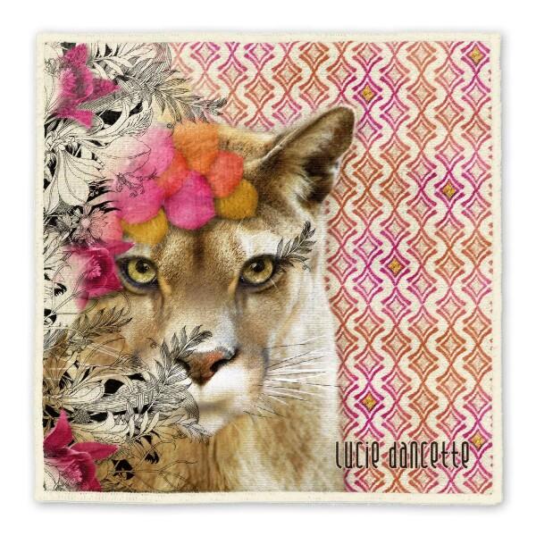 (Lucie dancette) リュシー・ダンセット ハンカチ ハンドタオル ギフト 動物 動物柄 「TW2 Colette」 ピューマ 日本製 19cm×19cm商品コード：55077216162型番：ハイブリッドミニタオル　サイズ：S...