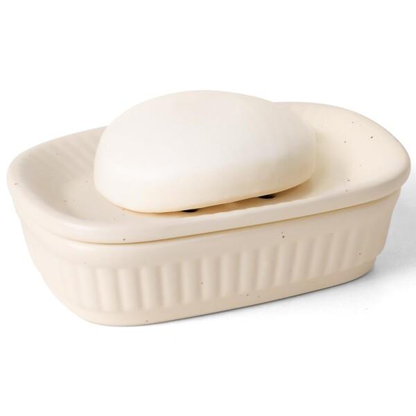 Umlaca ソープディッシュ おしゃれ 石鹸置き 陶器 石鹸ケース せっけんトレー 石けん置き お風呂 バス用品 浴室 洗面台などに適用 (ベージュ)商品コード：55077216308型番：scfzhカラー：ベージュ2重構造石鹸置き:ソー...