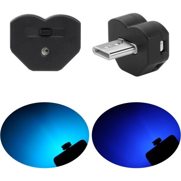 LEBUBU Type-C LEDライト USB 車内用 8色 照射方向切替 メモリー機能 自動点灯 調光機能 アンビエントライト RGB USB給電 イルミネーション タイプc ミニライト ハート型 小型 軽量 車アクセサリー 簡単取付 ...