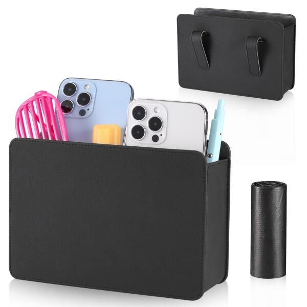 TranRantic 車 ゴミ箱 スリム 車用ゴミ箱 カー用品 便利グッズ 車内 防水 車 収納 車、SUV、トラック、自動車用 ゴミ袋一巻付き（黒い革 ）商品コード：55077258955型番：RB-1カラー：黒い【多機能車のゴミ箱】この...