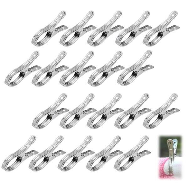 MHSKNHW 中号洗濯バサミ 9cm 20個セット ステンレス製 強力洗濯ピンチ 防風タイプ 布団ばさみ 物干し竿用 錆びにくい 屋外 室内両用 旅行 ベランダにも対応商品コード：55077265398型番：MHSKNHW-CC046サイ...