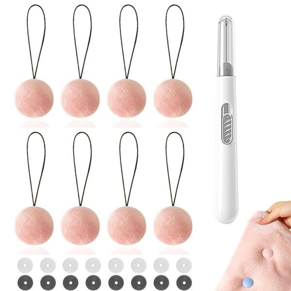 布団クリップ 布団 ずれ防止 シーツクリップ 滑り止め 8組 かわいい 布団固定器 固定針 ラインフック付き 毛布 ベッド シーツホルダー 布団固定用 取り付けは簡単（1個白のフックと8個ピンクの固定器）商品コード：55077266198型...