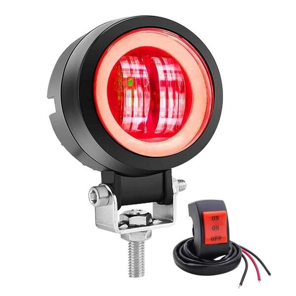 Biqing フォグランプ バイク用 LED 12V/24V カットライン 丸形 IP68防水 20W 高輝度 1個セット スイッチ付き ホワイト レッド商品コード：55077323977型番：B-YX2D-Rサイズ：style2カラー：レ...