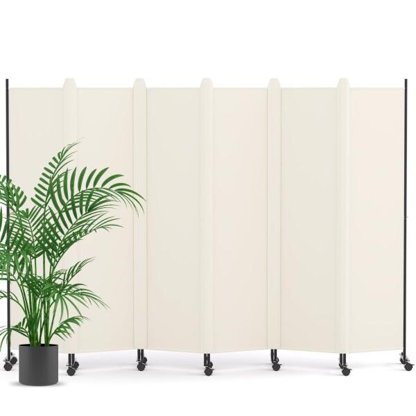 KELIXU パーテーション 間仕切り 6連 自立式 カバーストリップ付き 衝立 キャスター付き 高さ1.78m×幅3.02m 布タイプ 折りたたみ 仕切りパネル 軽量 クロスパーテーション 目隠し 屏風 おしゃれ 組み立て簡単 部屋 オフ...