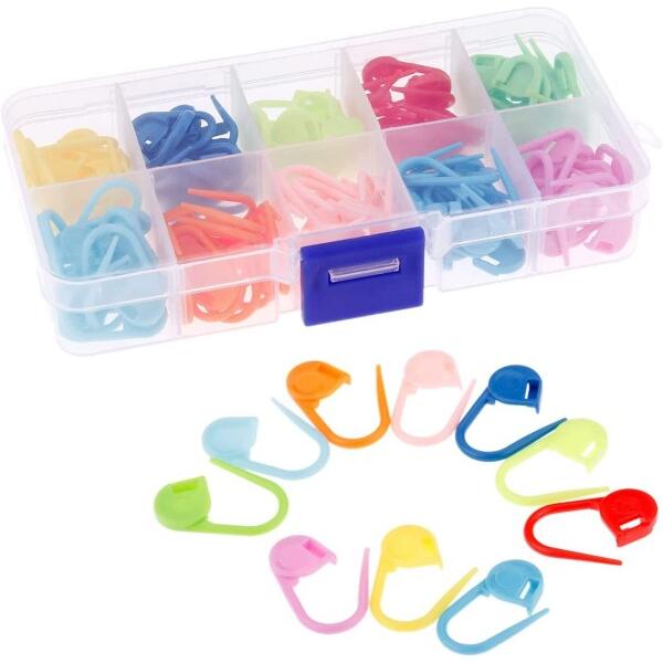 ?Yetaha 段数マーカー 編み物 マーカー カラフル ステッチマーカー 編み物ツール 10色 かぎ針編み プラスチック 安全ピン DIY工具 手芸 毛糸 収納ケース付き 120個商品コード：55077474858型番：SZ0700301...